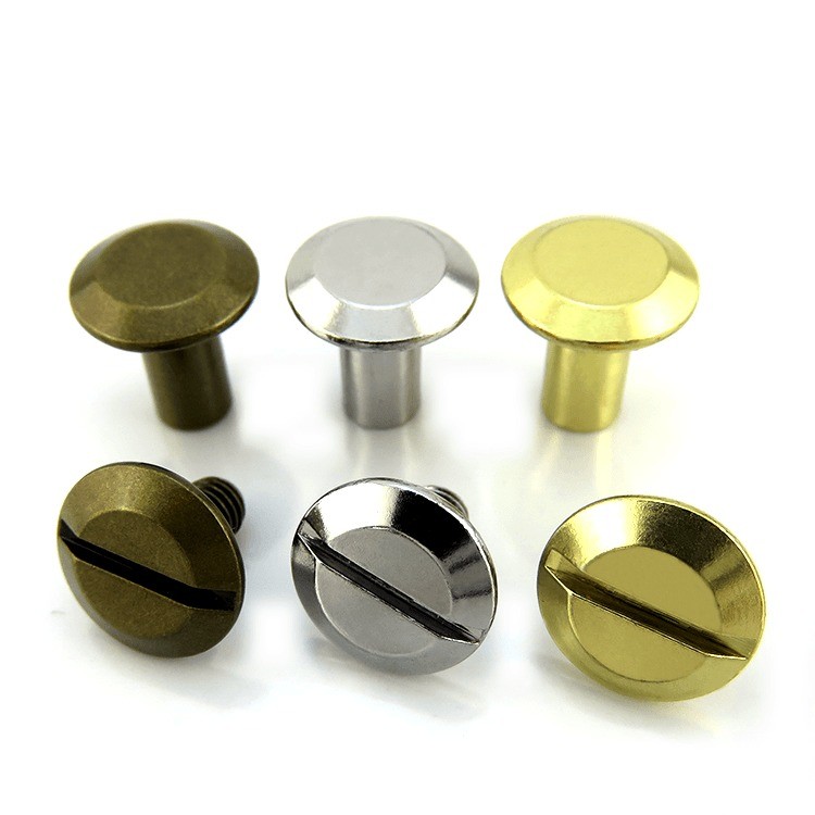 HEX Head Style Solid Brass Flat Head Chicago Screw Rivets for Leather ...